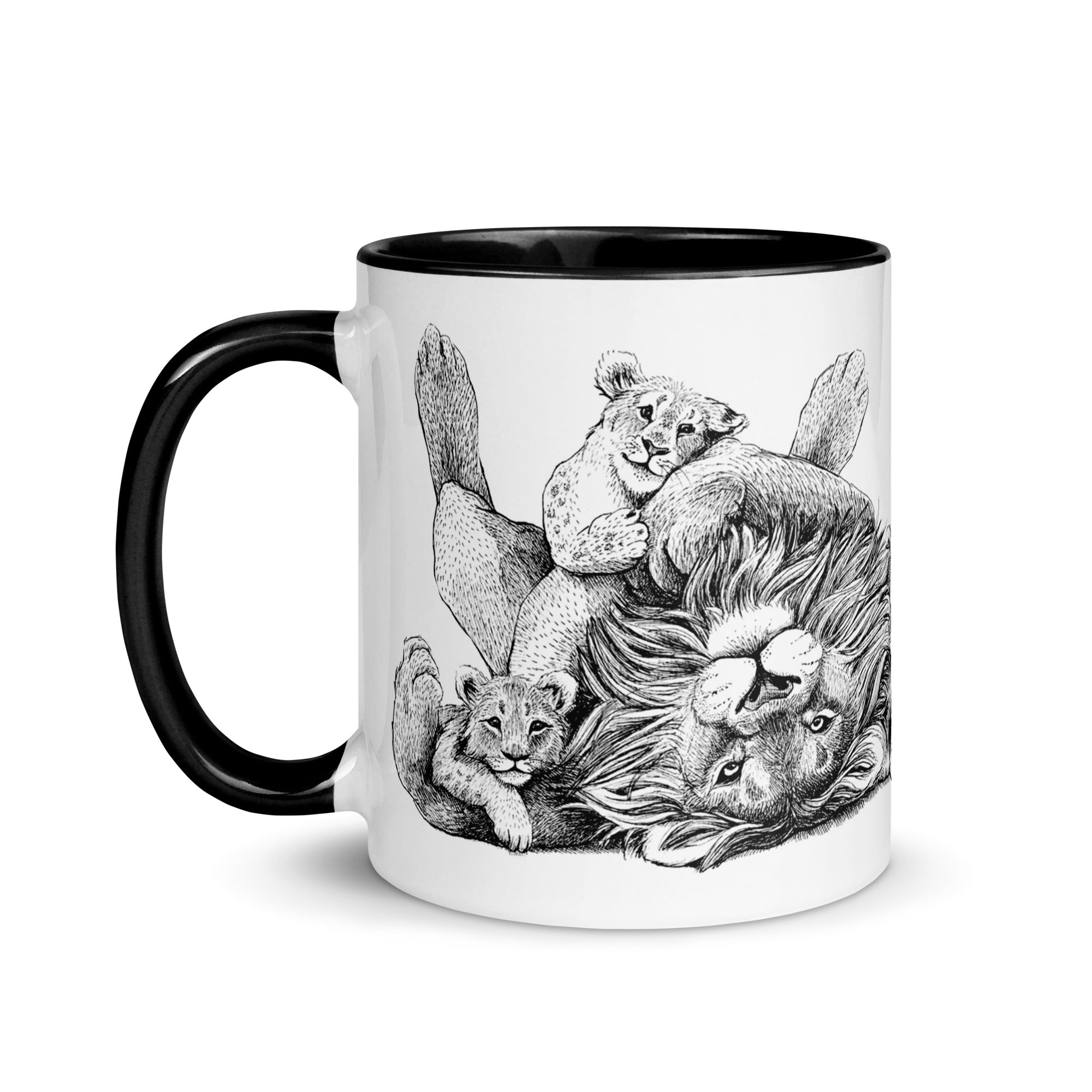 Krus med løvefar og 3 unger 🦁